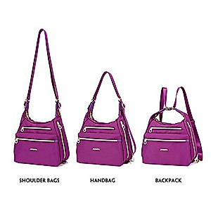 Alovhad Multi-Pocket Crossbody Bag for Women Convertible Nylon Shoulder Bag Travel Backpack Purse