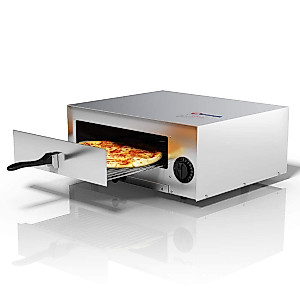 Happygrill Electric Pizza Oven Stainless Steel Pizza Baker Kitchen Pizza Toaster Pizza Maker with Handle & Removable Tray