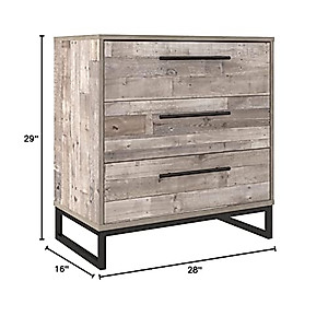Signature Design by Ashley Neilsville Industrial 3 Drawer Chest of Drawers, Whitewash