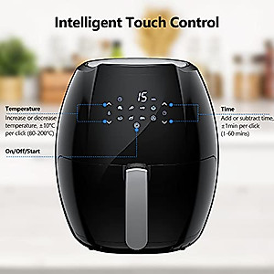 Air Fryer 7.4 QT Large Capacity with 7 in 1 Menus LED Touch Screen Adjustable Time/Temp Control Air Fryers for Home Use Oil-Free Cooking 1800W Electric