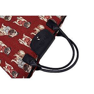 Signare Tapestry Foldable Tote Bag Reusable Shopping Bag Grocery Bag With Pug Dog (FDAW-PUG)