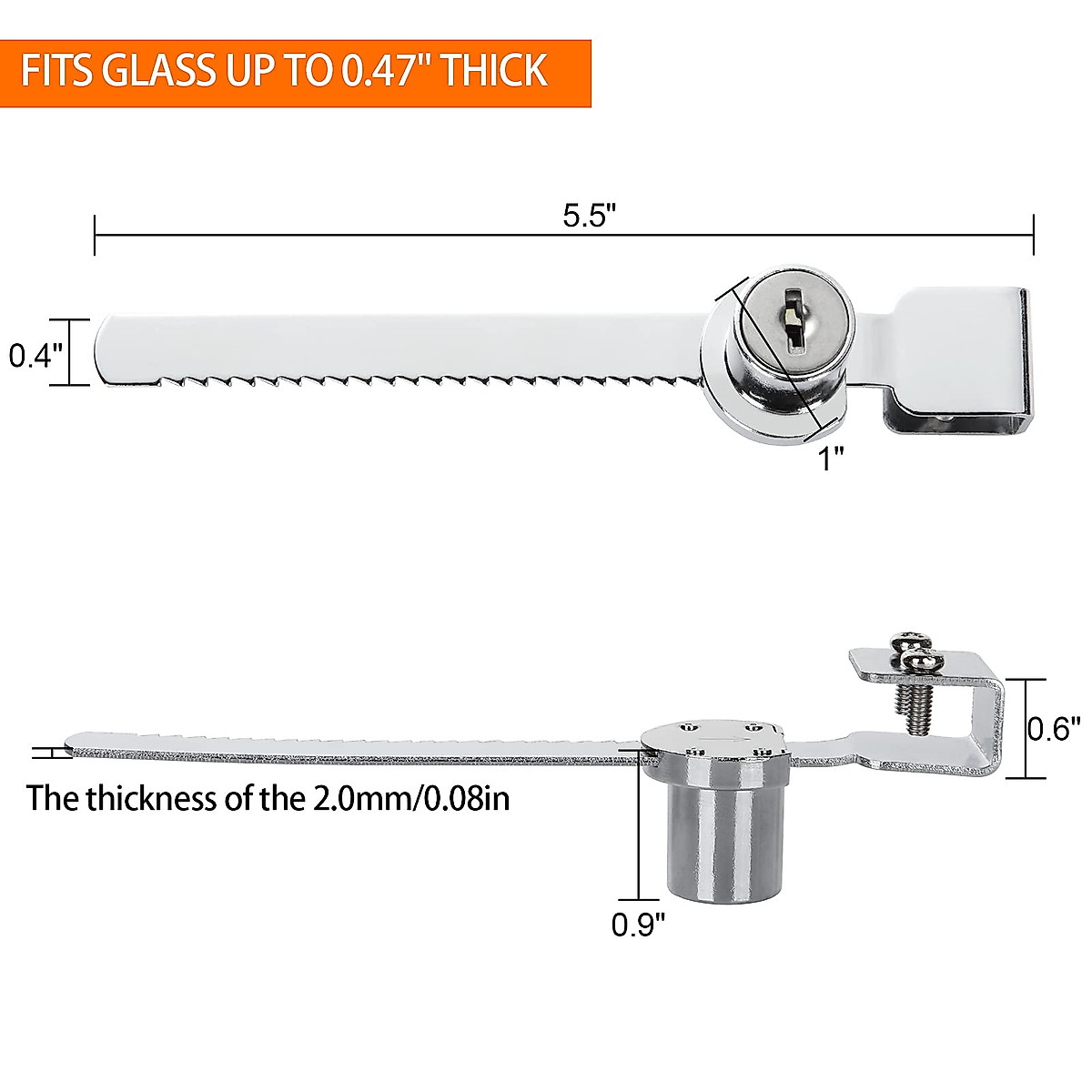EOEXN 16 Pack Sliding Glass Door Ratchet Lock with Alike Keys, Drawer Display Case Cabinet Showcase Lock Security Glass Case Lock (Keyed Alike)
