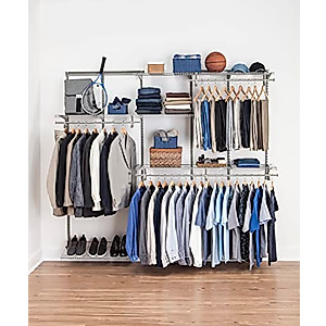 ClosetMaid ShelfTrack Wire Closet Organizer System, Adjustable from 5 to 8 Ft., with Shelves, Clothes Rods, Shoe Shelf, Hardware, Durable Steel, Nickel