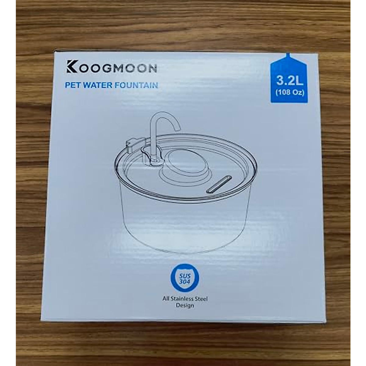 Cat Water Fountain Stainless Steel: Cat Fountain for Drinking Dog Water Bowl Dispenser 108oz/3.2L Automatic Kitty Spout Metal Pet Water Fountain Indoor KOOGMOON