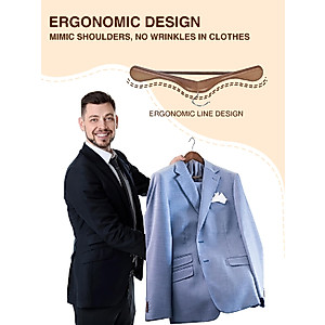 SMARTOR Suit Hangers for Men, 8 Pack - Wide Shoulder Wooden Suit Hangers with Non Slip Pants Holder, Wide Hangers for Suit, Coat, Jacket, Gown, Heavy Duty Wood Suit Hanger - Walnut