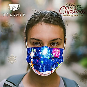 50 Pack Christmas Disposable Face Mask Individually Wrapped,3 Ply Print Holiday Mask stocking stuffer Gift