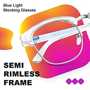 VISOONE Lightweight Blue Light Blocking Glasses Square with Anti Computer Glare for Gaming Men and Women MONTANA
