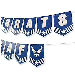 Military Theme Congrats USAF Banner,Military US Air Force Graduation Parties, Retirement, Welcome Home & Birthdays Party Decoration Supplies