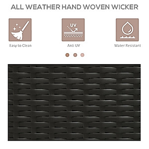 Outsunny Outdoor Towel Rack & Pool Toy Cabinet/Hot Tub Accessory Storage, Waterproof PE Rattan Cabinet & Basket Drawer for Indoor, Swimming Pool, Spa, 24"x24"x47", Dark Brown