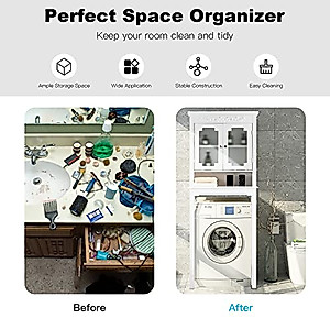 Giantex Over The Toilet Bathroom Space Saver, 3-Shelf Bathroom Organizer, Free Standing Toilet Rack with Adjustable Inner Shelf Bathroom Storage Cabinet (White)