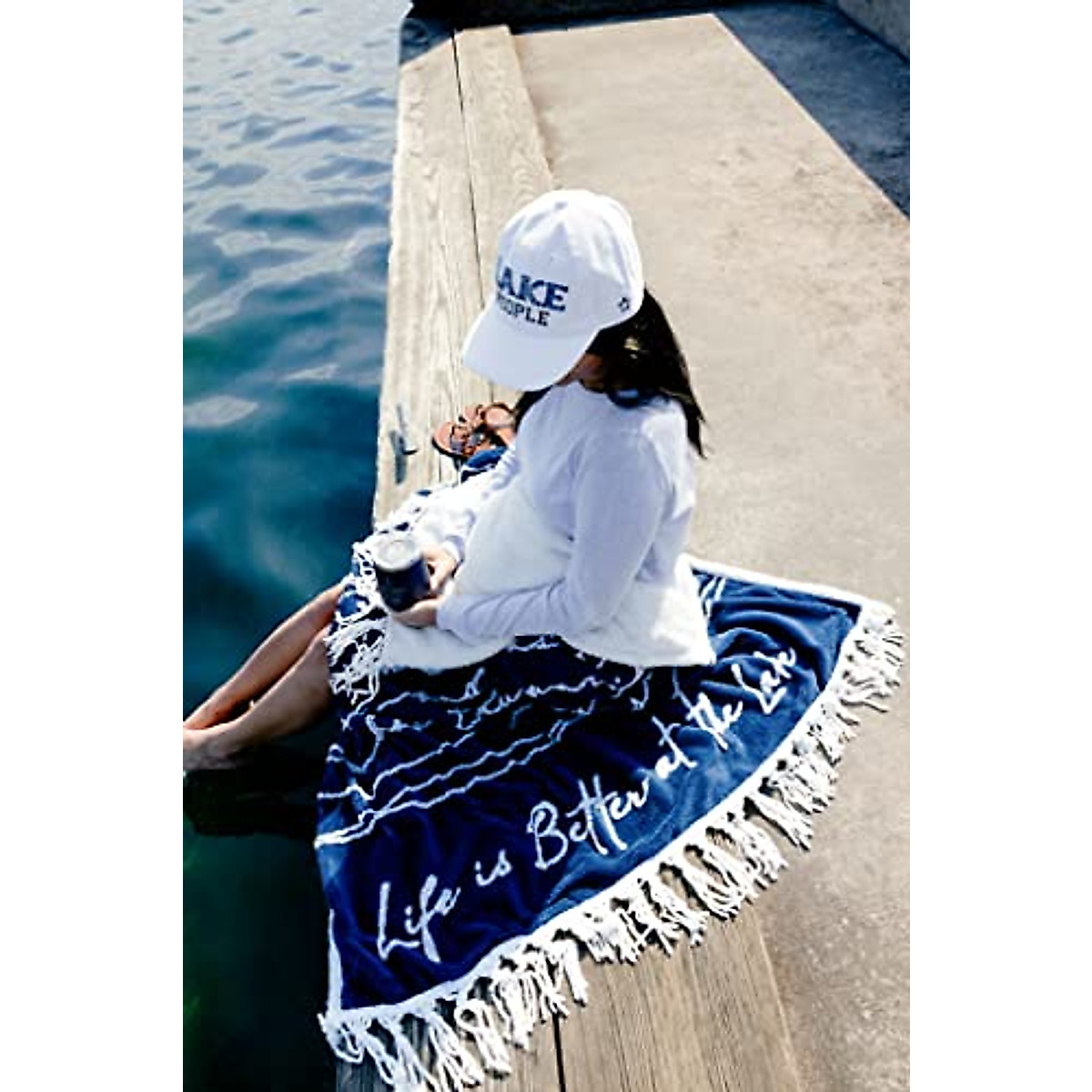 Pavilion - Life is Better at The Lake 50" x 60" Luxury Sherpa Tassel Raised Text Throw Blanket Housewarming Apartment Warming Cottage Lakehouse Gift - Threaded Together