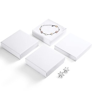 MESHA Cardboard Jewelry Gift Boxes for shipping, Glossy Small Gift boxes for Necklace Ring Bracelet Earring Cotton Filled Jewlery Box with Lids, White 3.5x3.5x1 Inch, 20 Pieces