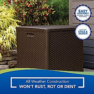 Suncast 60 Gallon Resin Outdoor Patio Storage Box, Java