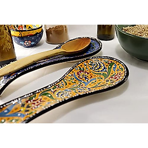 Canarels Ceramic Spoon Rest for Kitchen Counter, Set of 2 – Handcrafted Kitchen Utensil Holder – Modern Farmhouse Kitchen Decor and Accessories, Spoon Holder for Stove Top (2 Pcs- Blue&Orange)