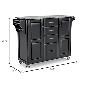Home Styles Large Mobile Create-a-Cart Black Finish Two Door Cabinet Kitchen Cart with Salt and Pepper Granite Top, Adjustable Shelving