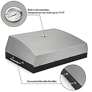 Stanbroil Outdoor Pizza Oven, Two Burner Accessory for All Camp Chef 16" Cooking System, Built-In Thermometer, with 19 in. x 15 in. Pizza Stone