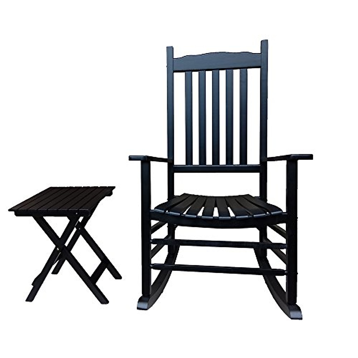 Rocking Rocker - S001BK Black Porch Rocker with Side Table - Set of 2 pcs Good Price!!!