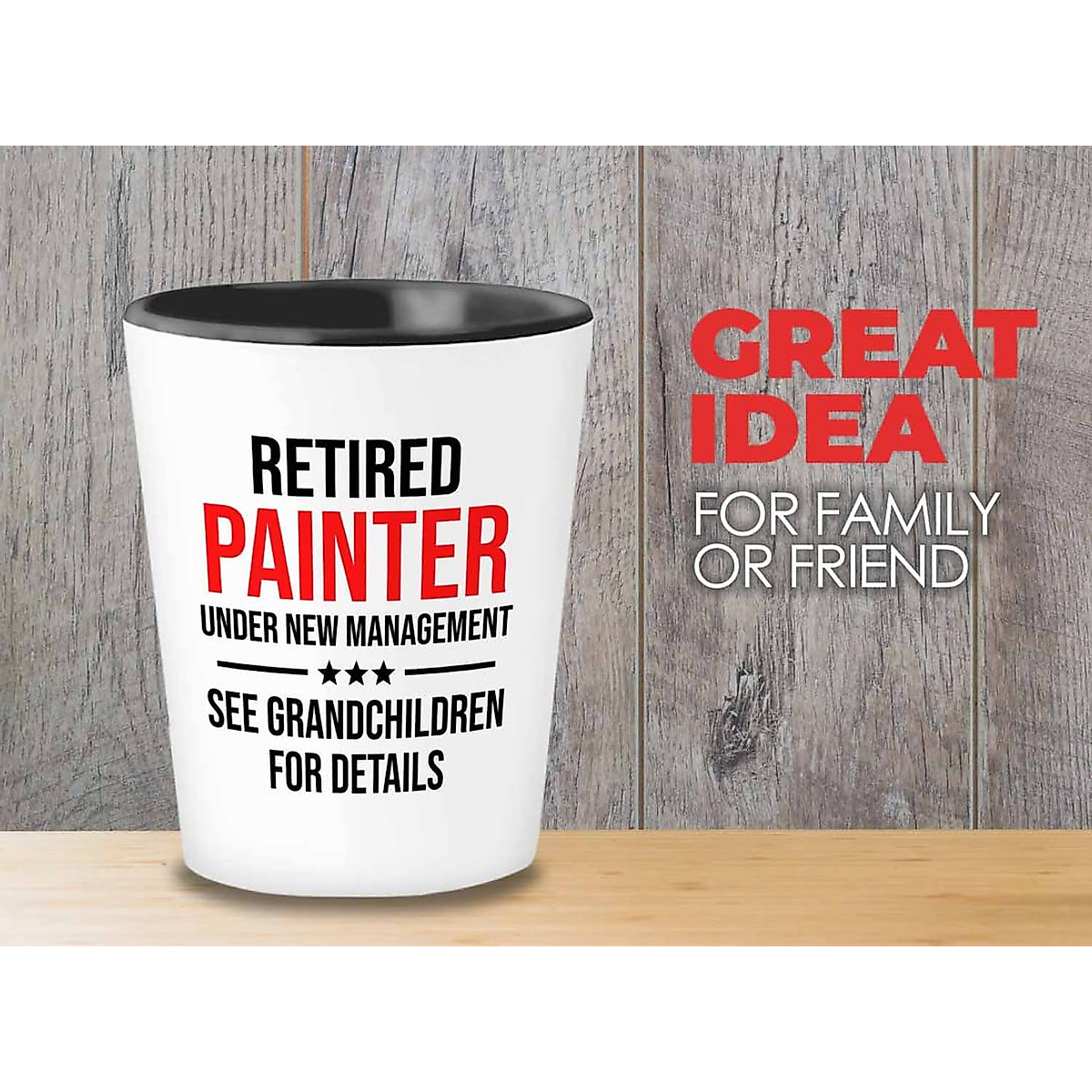 Flairy Land Painter Shot Glass 1.5oz - Retired painter - Art Teacher Gift Artist Painter Watercolorist Airbrush Potrait Paint Illustrator