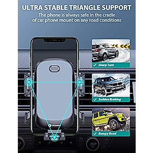 2022 Upgraded Auto Clamp Cell Phone Holder for Car, VICSEED Car Phone Holder Mount Ultra Stable Car Phone Mount Strong Grip Air Vent Phone Car Holder Case Friendly Fit for iPhone 12 and All Smartphone