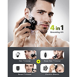 Head Shaver, ATEEN Wet/Dry Electric Razor for Men Rechargeable, Mens Cordless Rotary Shavers for a Perfect Bald Looking, Grooming Kit for Men, Anti-Pinch, LED Display-Mens HIMS Gifts