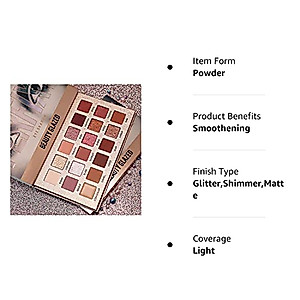 BestLand New Nude Eyeshadow Palette The 18 Colors Matte Shimmer Glitter Multi-Reflective Shades Ultra Pigmented Makeup Eye Shadow Powder Waterproof Eye Shadow Palette (BG52)