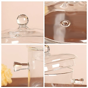 Clear Glass Pot Set for Cooking On Stove - 1.9l/67 Fl Oz Glass Cookware Simmer Pot for Safe for Pasta Noodle, Soup, Milk