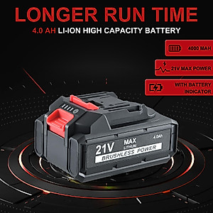 AOBEN Cordless Impact Wrench 1/2 inch,21V 300N.m Brushless Impact Gun with 2X 4.0Ah Battery,Charger & 6 Sockets,Electric Impact Wrench for Car Home (2 battery) Visit the Store