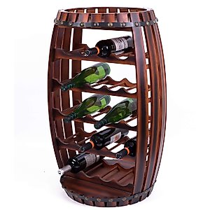 Vintiquewise Large Wooden Barrel Shaped 23 Bottle Wine Rack