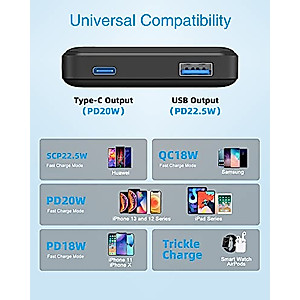 AsperX 2 Packs 22.5W Power Bank Fast Charging, 10000mAh USB C Portable Charger Power Bank (Black+Red)