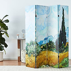 Oriental Furniture 6 ft. Tall Double Sided Works of Van Gogh Canvas Room Divider - Almond Blossoms/Wheat Field
