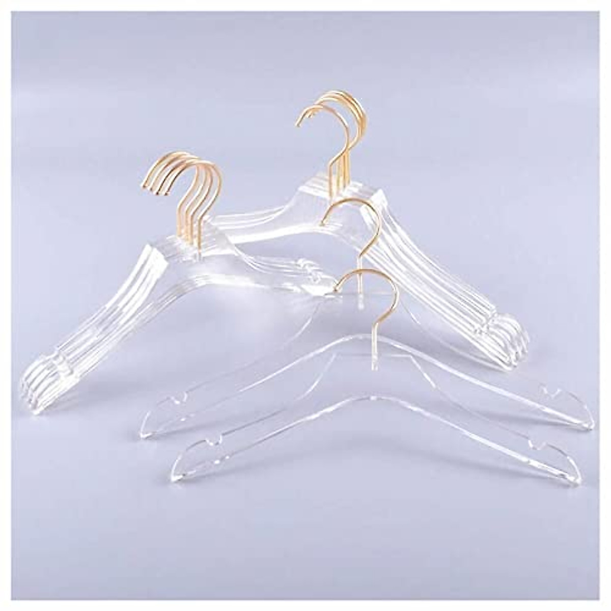 GAMVDOUT 10 Pcs Clear Acrylic Hanger Crystal Clothes Hanger with Gold Hook Non-Slip Transparent Formal Dress Standard Hanger