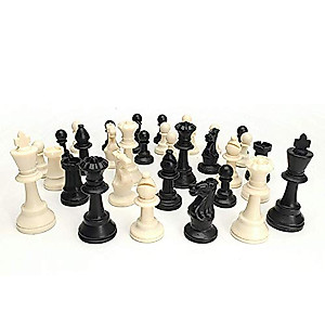 Portable Chess Set , Chess Set Large , Tournament Chess Set , 90% Plastic Filled Chess Pieces and Green Roll-up , Vinyl Chess Board Game (35x35cm)