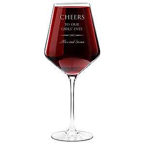 Maverton Stylish Wine Glass for woman - Personalized Glass for her - 16.5 oz. Engraved Glass - For Birthday - For Wine Lover - Glass with stem for friend - Friendship
