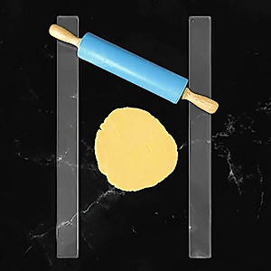 2pcs Rolling Pin Guide Sticks Set Dough Rolling Strips for Measuring Dough, Measuring Dough Balance Thickness Ruler for Baking Christmas Fondant Cookies (3mm)