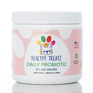 Healthy Treatz Probiotic Chews for Dogs - with Natural Digestive Supporting Enzymes for Relief of Diarrhea & Upset Stomach + Gas & Constipation - Allergy & Immune System Support