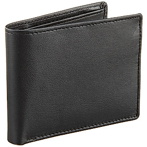 Perry Ellis Portfolio Men's Gramercy 100% Leather Slimfold Wallet With Bifold Closure, Black, One Size