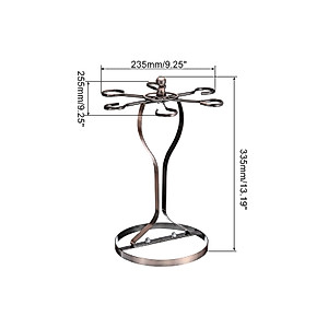uxcell Countertop Wine Glass Holder, Freestanding Wine Glass Rack with 6 Hooks, Metal Stemware Holder Stand for Bar, Kitchen Home Storage (Bronze 235x335mm)