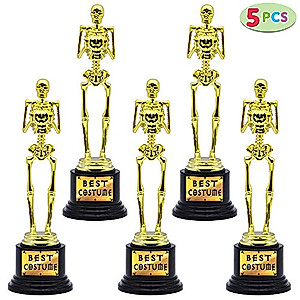 JOYIN 5 Halloween Best Costume Skeleton Trophy for Halloween Skull Party Favor Prizes, Gold Bones Game Awards, Costume Contest Event Trophy, School Classroom Rewards, Treats for Kids, Goodie Bag Fillers