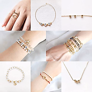 JinCraft 40pcs 8mm 14K Gold Plated Beads, Long-Lasting Round Smooth Spacer Beads, Seamless Spacer Ball Beads Gold Beads for Necklace, Bracelet, Earring,Jewelry Making,Tarnish Resistant.
