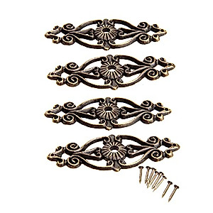 dophee Vintage Decorative Iron Corner Corver Protectors Floral Style Strip Corner Bracket Guard for Wooden Jewelry Box Photo Frame Chest Cases 63x24mm/2.48"x0.94"(4-Pack)
