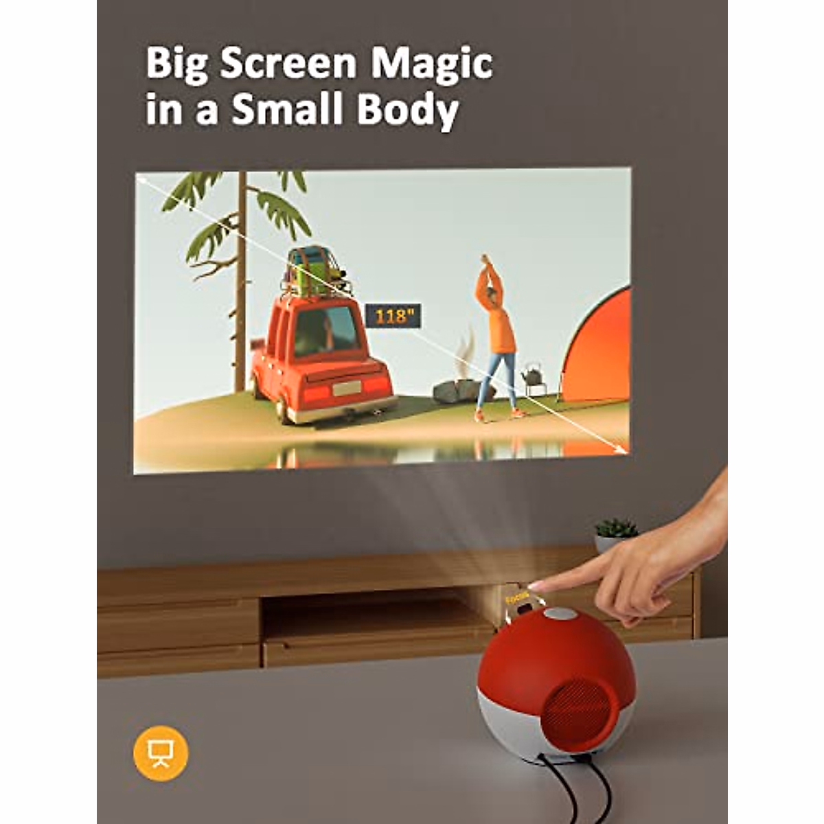 NexiGo Mini Portable Projector, for Cartoon, Kids Gift, 80 ANSI Lumen, Movie Projector, Native 720P Compatible with Full HD 1080P, up to 4K, HDMI, USB Interfaces (Garnet)