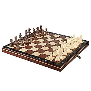 THPT Unique Wooden Chess Set Magnetic Chess Set Portable Folding International Chess Set Handmade Chess Pieces Double Rear Chess Board Board Games