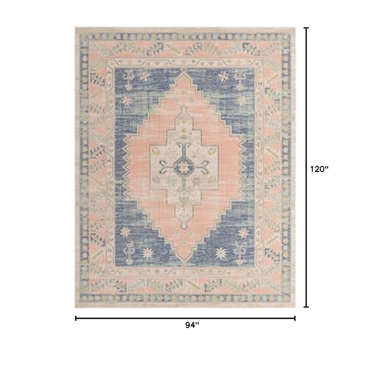 Unique Loom Whitney Collection Area Rug - Geneva (7' 10" x 10' Rectangle, French Blue/ Beige)