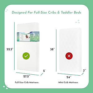 Evolur Comfort Lite Plus Fiber Crib & Toddler Mattress, Greenguard Gold Certified