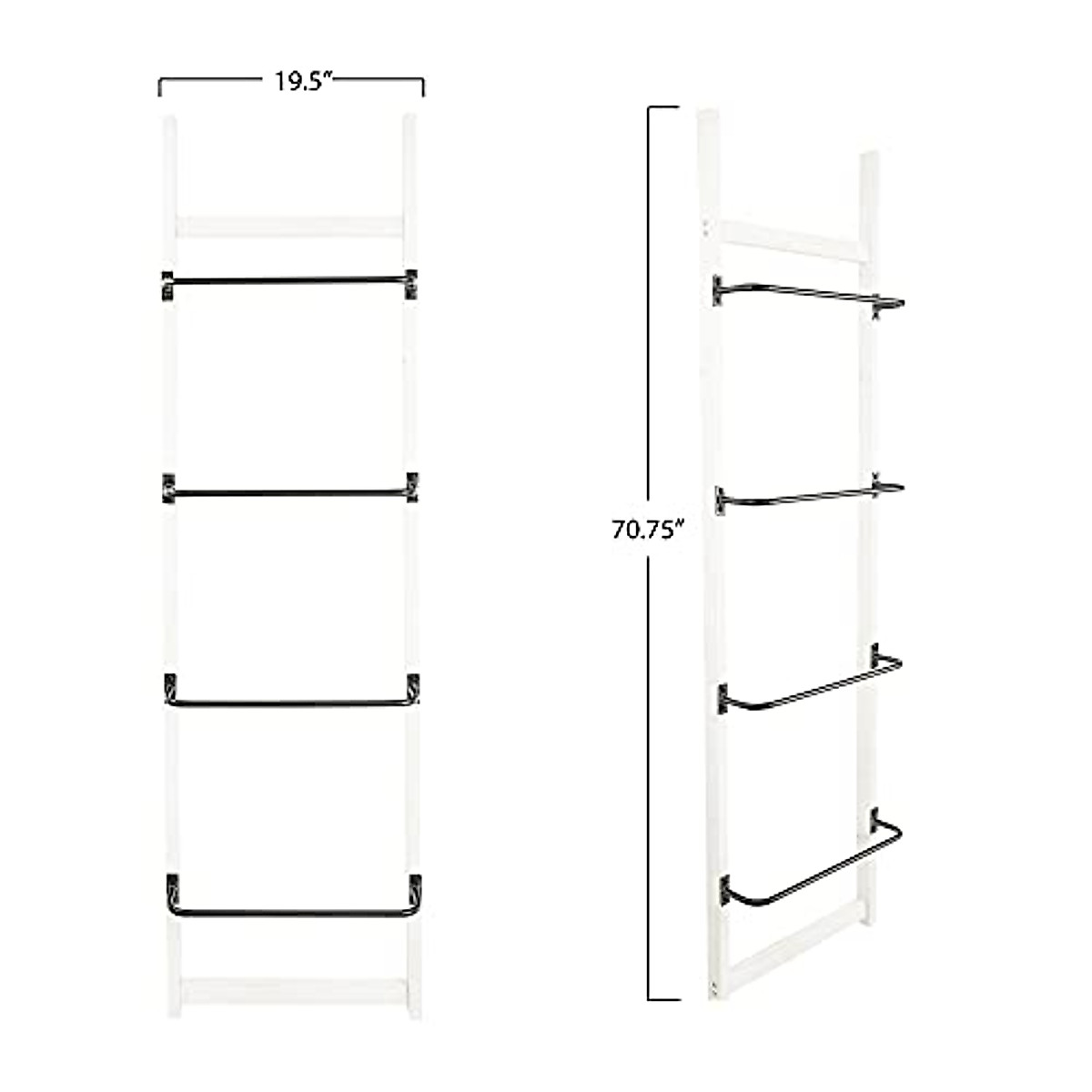 Creative Co-Op Wood Rack with 4 Metal Bars Wall Shelves, Cream