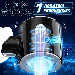 Automatic Male Masturbator, Foreglad Stroking Male Masturbators Cup with 7 Powerful Thrusting & Vibrating Modes, Blowjob Machine Pocket Pussy for Men, Dual Open-Ended Penis Massager Sex Toys for Men