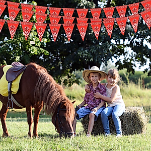 6 Pack Western Cowboy Party Decorations Bandana Pennant Banner Western Cowboy Wild West Red Pennant Banner for Western Party Supplies 12.46 x 6 ft
