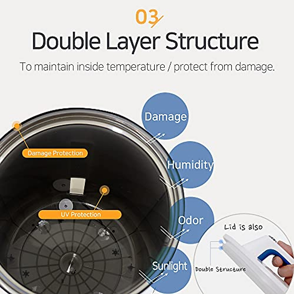 MiLock Electric Vacuum Seal Rice Storage Container, Automatic Air Sealing System for Rice, Holds 17.6 lbs / 8kg of Rice, Made in Korea