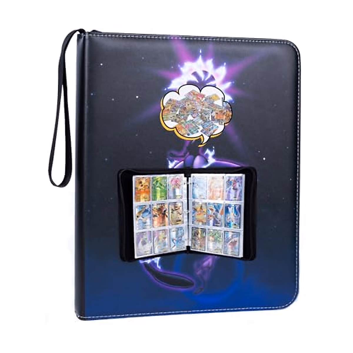 9 Pockets Trading Card Binder with Sleeves,900 Pockets Card Binder Holder Case,Trading Card Binder with Removable Sleeves and Zipper for Kids Organized (9 black)…