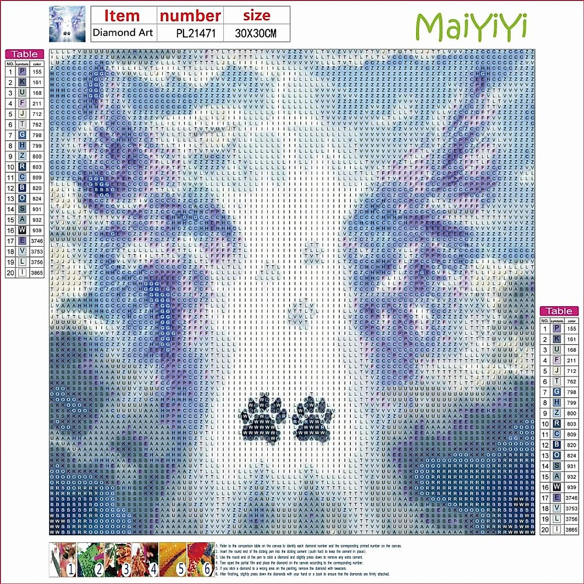 MaiYiYi Angel Wings Diamond Painting Set 5D Full Round Diamond Painting Angel Halo Diamond Painting Cross Stitch Kit Angel Diamond Painting by Numbers for Adult Kids Home Wall Art Decor (30X30 CM)